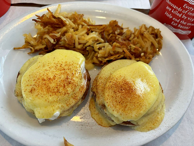 Eggs Benedict done right is poetry on a plate. The hollandaise sauce here doesn't just cover&mdash;it embraces, like a warm Maryland morning.