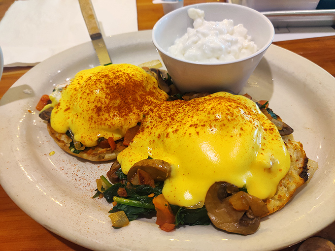 Eggs Benedict gets the Stillwater treatment—perfectly poached eggs atop a garden of veggies that almost makes you forget it's breakfast.