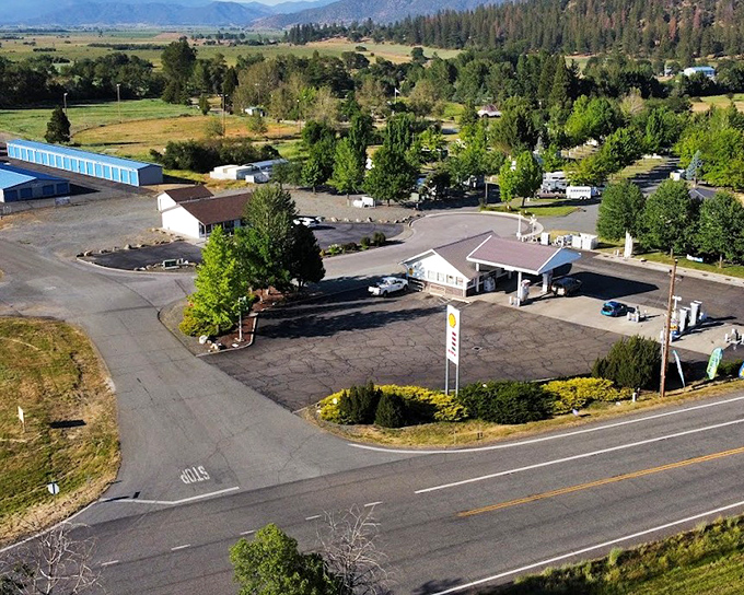 Gas station or gateway to adventure? In Etna, even the practical places come with mountain views that city folks pay big money to see.