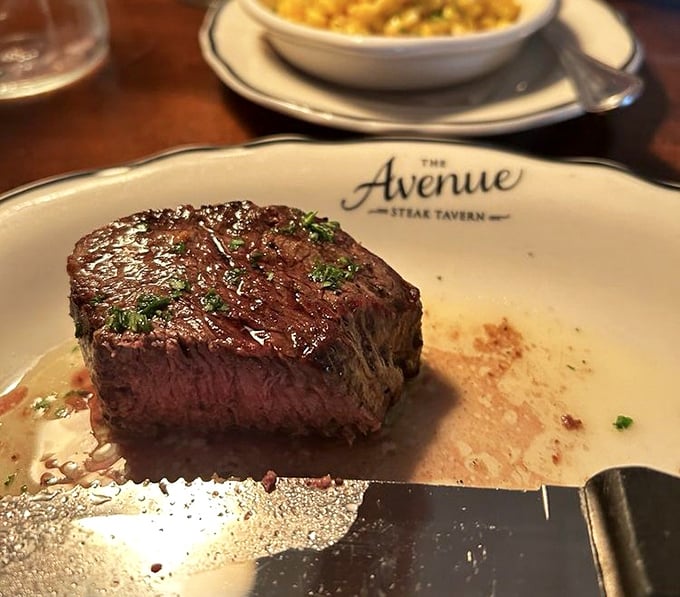 This filet mignon isn't just tender—it's practically butter with a suntan, requiring only the gentlest nudge from your knife.