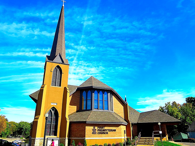 First Presbyterian Church's golden facade and soaring steeple have been catching both sunlight and prayers for generations of Baraboo residents.