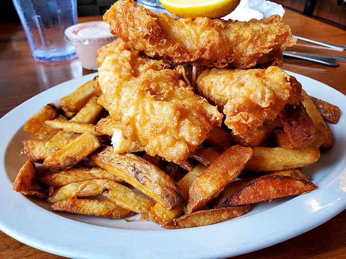 Golden-battered fish and chips that crackle with each bite, served with fries so perfectly crisp they deserve their own fan club.