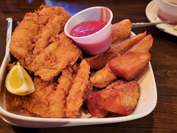 Fish and chips executed with the kind of precision that makes British pub owners nod approvingly from across the pond.