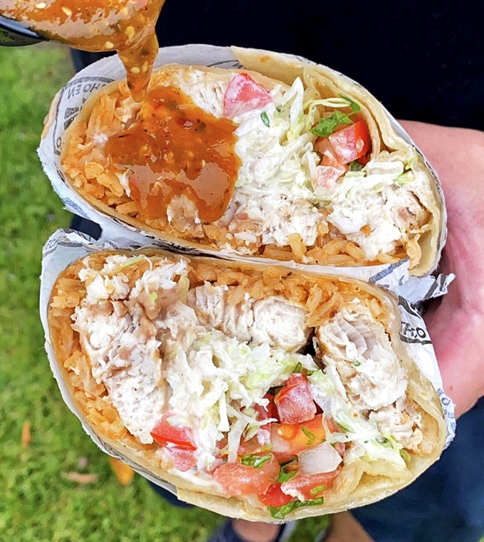 This isn't just a burrito; it's a seafood treasure chest wrapped in a tortilla, ready to unleash waves of flavor with each bite.