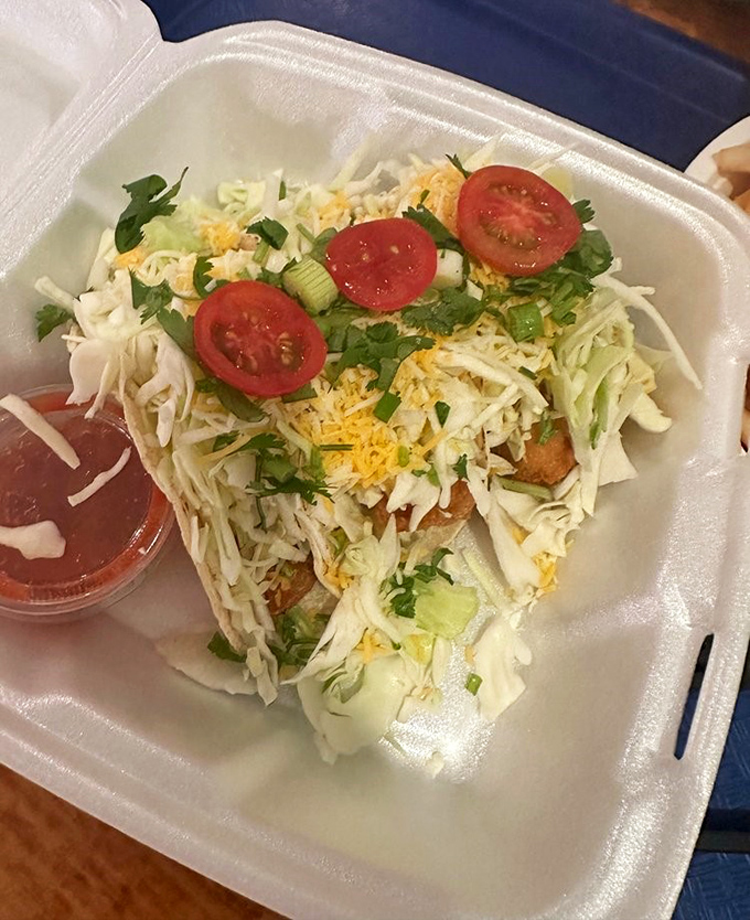 Not your typical Arizona taco. Fresh cabbage, tomato, and cheese crown these crispy fish treasures&mdash;proof that seafood can thrive in the desert.