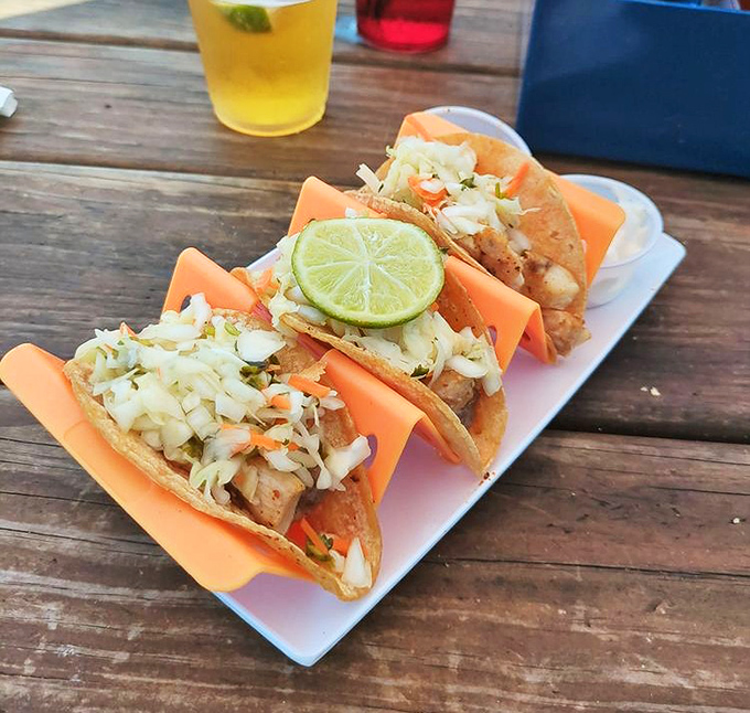 These fish tacos bring beach vacation vibes to your table &ndash; crispy, fresh, and topped with enough slaw to make you forget you're not actually in Baja.