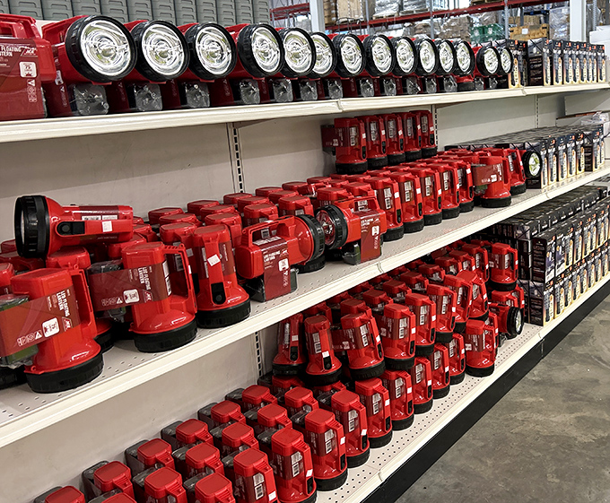 An army of red flashlights stands ready for emergency duty. During power outages, you'll thank yourself for this $5 purchase.