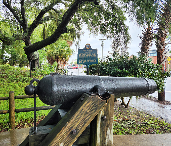 History stands guard in downtown Fort Walton Beach. This cannon hasn't fired in centuries, but still commands respect and countless tourist photos.