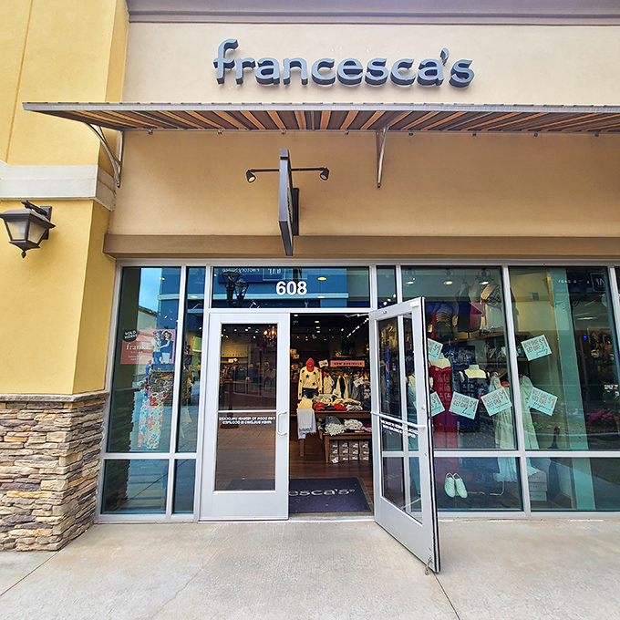 Francesca's boutique offers unique treasures with its inviting storefront – a treasure trove of accessories and gifts.