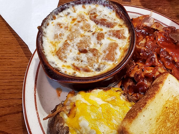 That's not just French onion soup&mdash;it's a bubbling cauldron of cheese-capped comfort that would make Julia Child weep with joy.