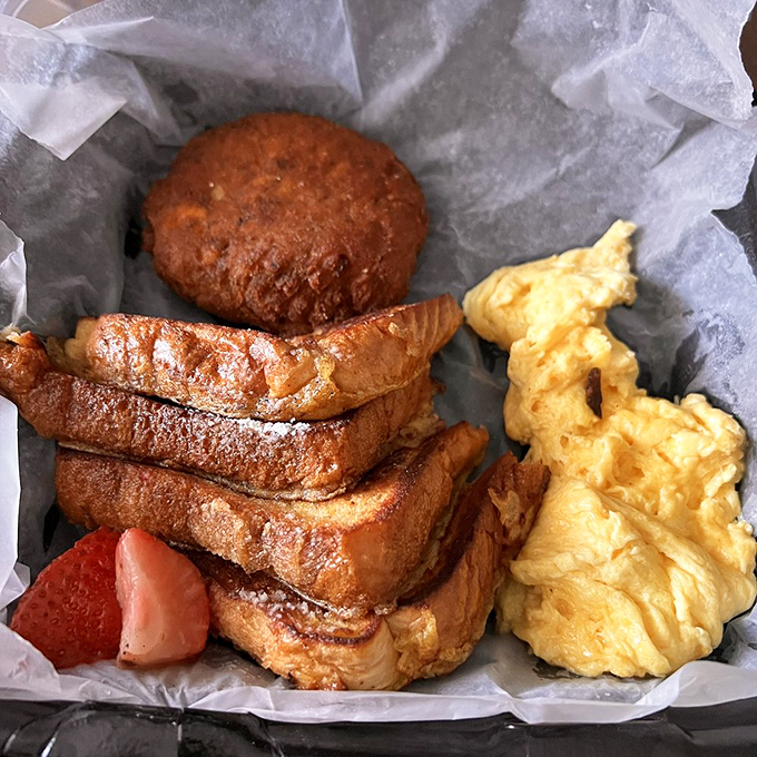 French toast that makes bread feel special again. Whoever said "the best things in life are free" clearly never tasted this golden-brown masterpiece.