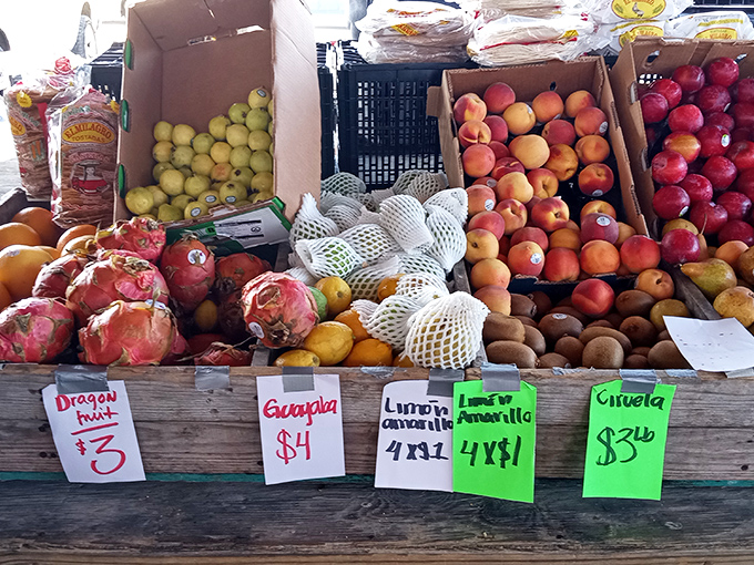 Exotic fruits mingle with Georgia favorites at produce stands where dragon fruit, guava, and local peaches create a colorful United Nations of flavor.