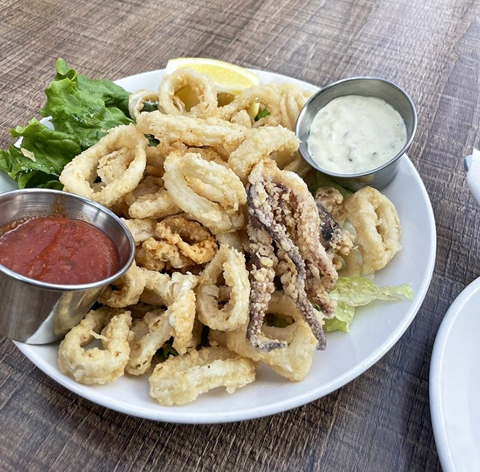 Crispy calamari that shatters with each bite, served with dipping sauces that make you forget ketchup ever existed.