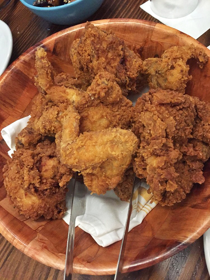 Fried chicken so perfectly golden and crunchy, it deserves its own Southern heritage plaque and possibly a small parade.