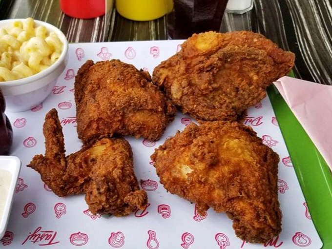 Fried chicken that achieves that mythical balance &ndash; shatteringly crisp exterior giving way to juicy meat that makes you forget your table manners.