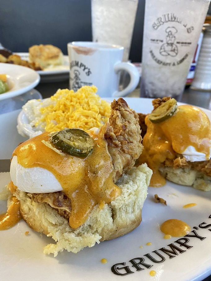 When fried chicken meets Benedict, it's like The Odd Couple but delicious and getting along perfectly.