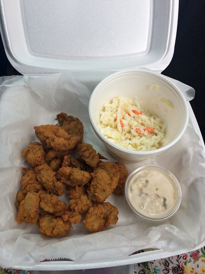 Fried oysters and creamy coleslaw&mdash;proof that sometimes the simplest combinations create the most profound happiness.
