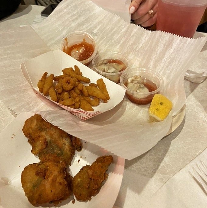 Golden-fried oysters and crispy fries&mdash;proof that sometimes the simplest pleasures are the most profound culinary experiences.