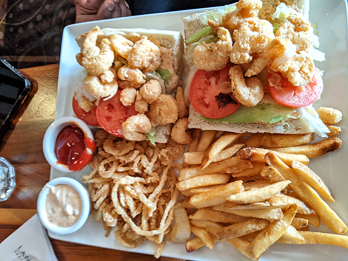 The Po' Boy's rich cousin&mdash;this fried seafood sandwich brings together golden-crisp shrimp, crispy fries, and the promise of a delicious food coma.