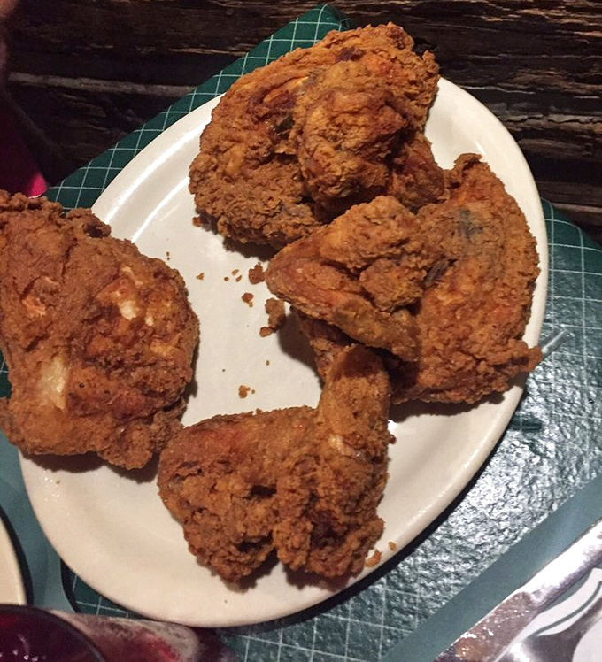 The star of the show: fried chicken with a crust so perfect it should have its own Instagram account. Crispy, craggly, and completely irresistible.