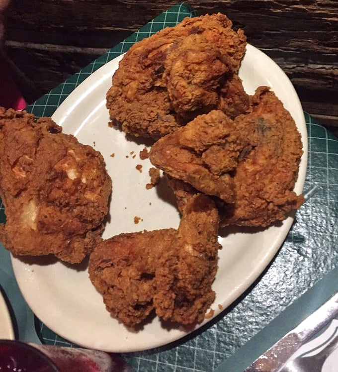 The star of the show: fried chicken with a crust so perfect it should have its own Instagram account. Crispy, craggly, and completely irresistible.