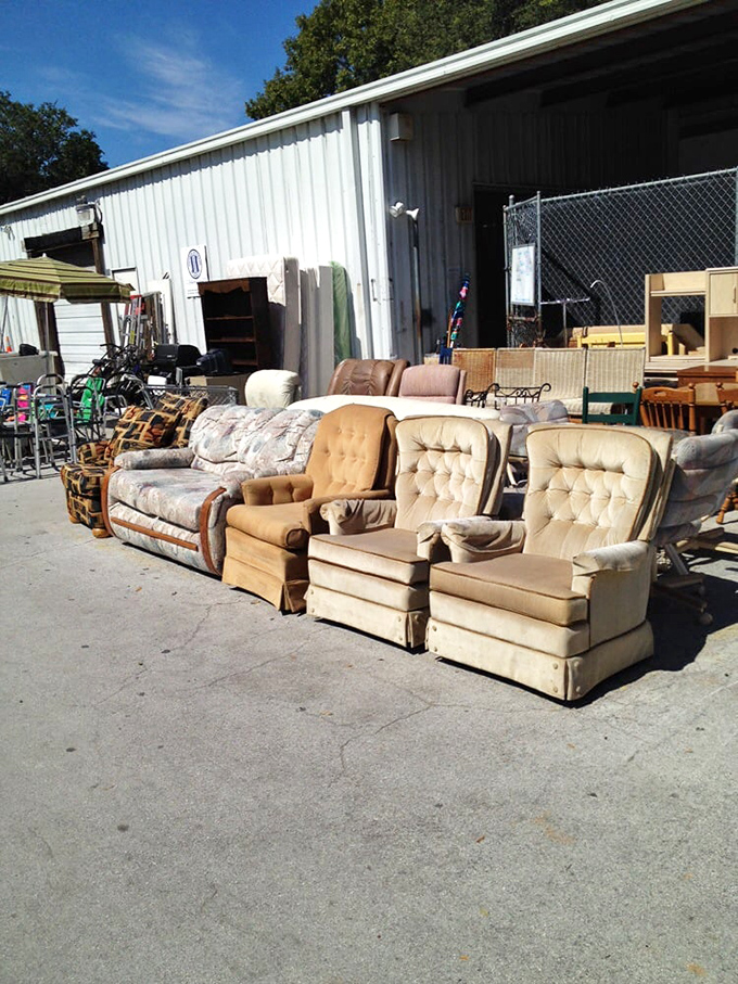 The furniture graveyard&mdash;where yesterday's living room centerpieces await resurrection in your home at a fraction of their original cost.