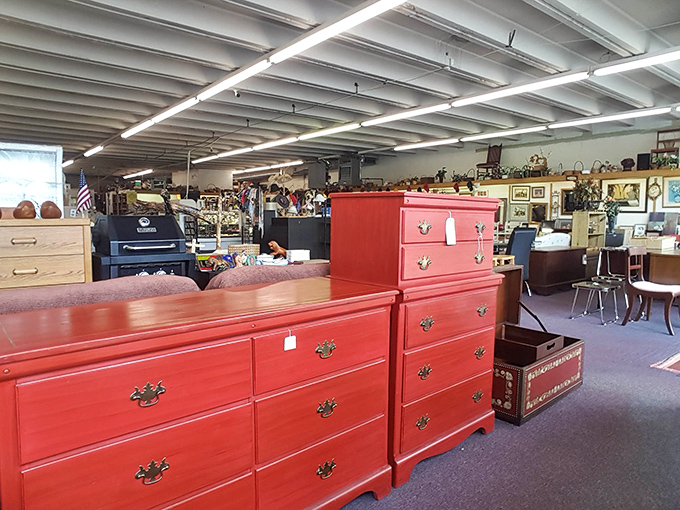 These flame-red dressers aren't just furniture&mdash;they're conversation pieces waiting to transform someone's bedroom from bland to grand.