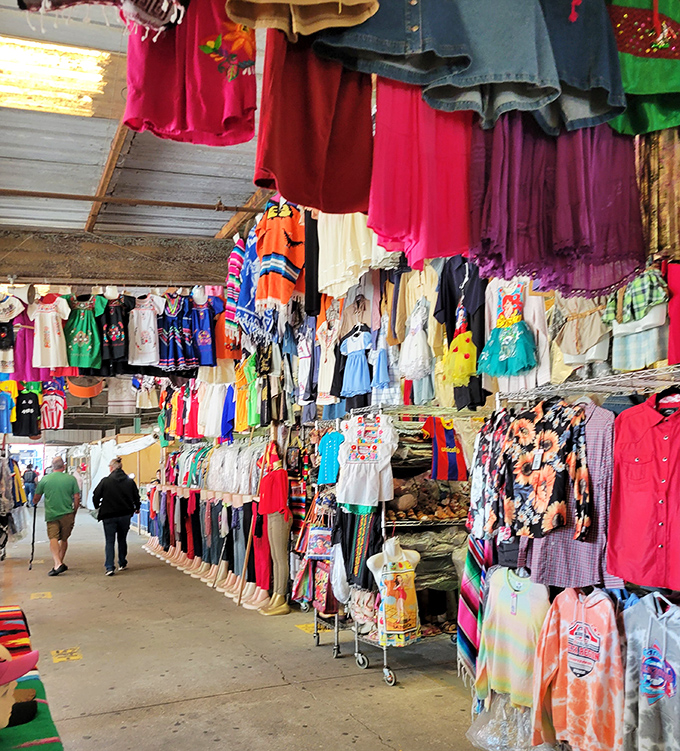 A kaleidoscope of clothing where fashion from every decade hangs in hopeful anticipation. Someone's forgotten dress becomes another's vintage treasure.