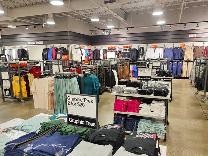 The graphic tee section: where your personality and wallet can finally agree on something. Two for $20? That's cheaper than therapy.