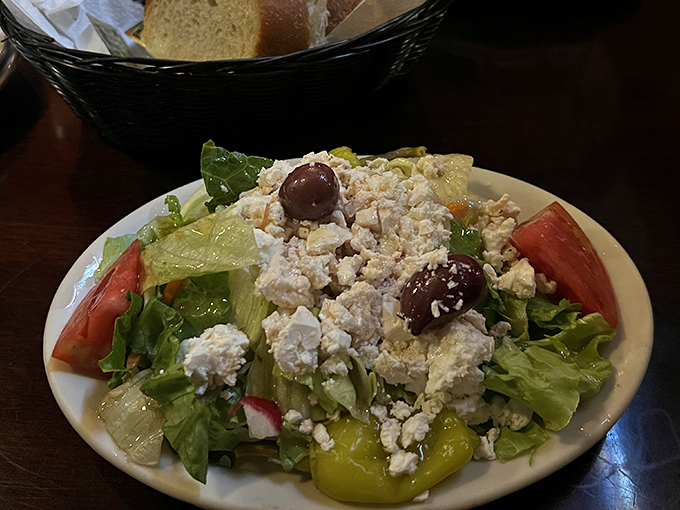 A Greek salad that actually remembers what Greece tastes like, with feta that doesn't apologize for existing.