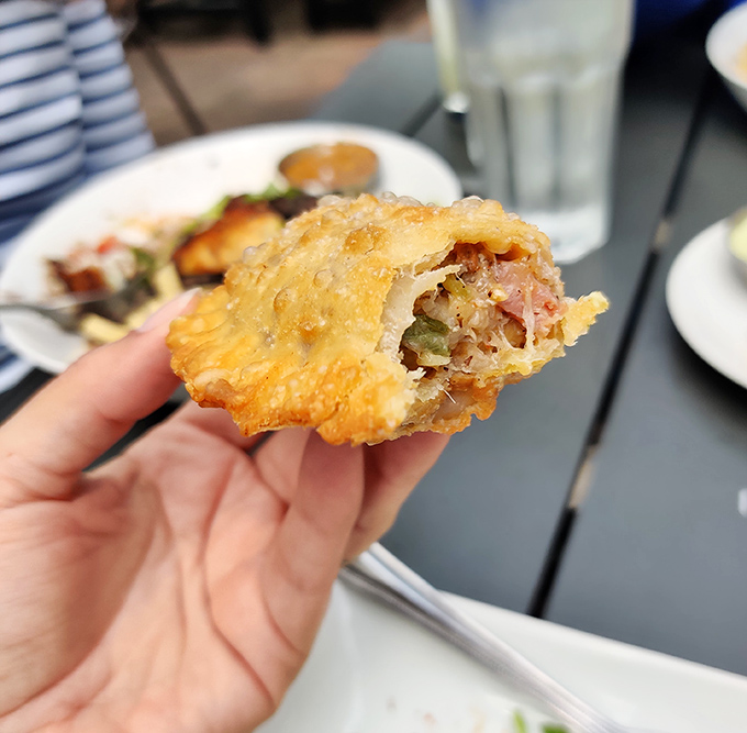 The gumbo empanada: where Louisiana meets Latin America and they decide to throw a party in your mouth.