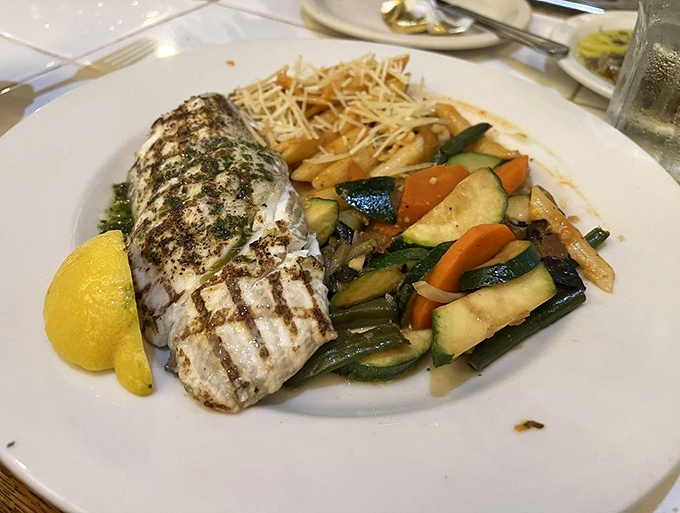 Perfectly grilled fish that flakes at the mere suggestion of a fork, accompanied by vegetables that didn't travel farther than you did.