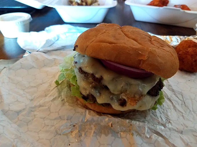 A burger that doesn't play second fiddle to seafood. This cheese-draped beauty proves Rusty's isn't just a one-trick pony.