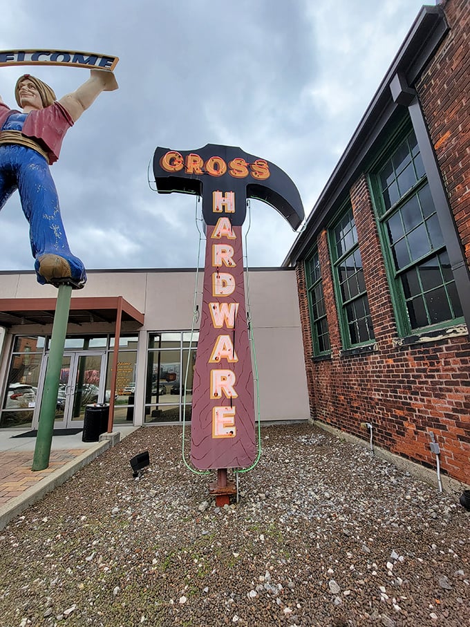 The "GROSS HARDWARE" sign stands tall &ndash; when hammers were hammers and signs were sculptural landmarks guiding travelers home.