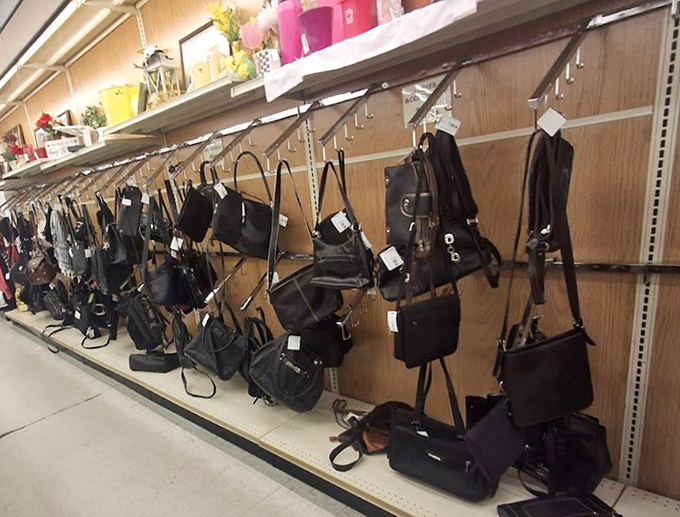 Handbag heaven! Designer lookalikes and genuine vintage finds hang like fashionable fruit, ripe for the picking at prices that won't require a second mortgage.