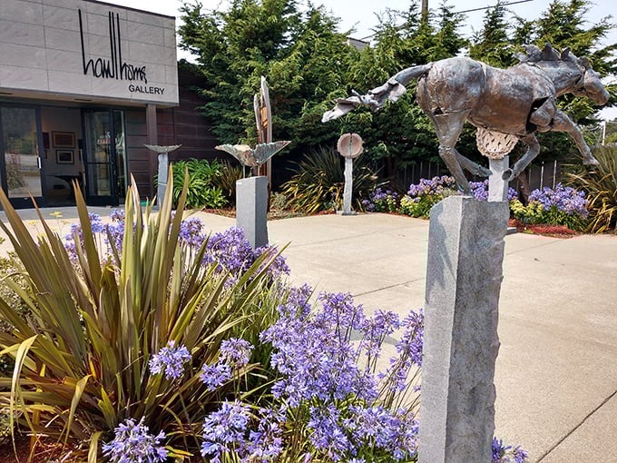 Art thrives where beauty surrounds. The Hawthorne Gallery's sculpture garden is where metal and flowers engage in perfect conversation.