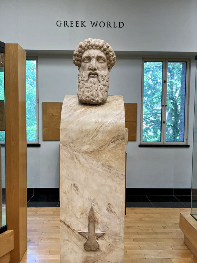 This Greek gentleman's expression suggests he's heard one too many philosophy jokes already.