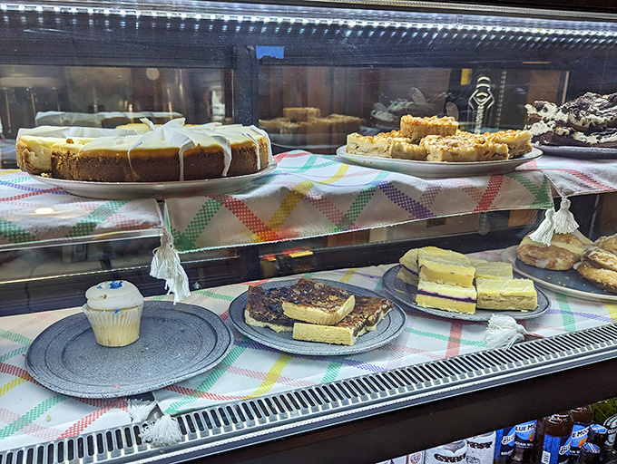 The dessert case of dreams, where every slice tells a delicious story with a happy ending.