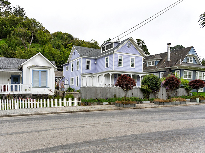 Pastel perfection with white picket fences—these homes aren't just houses, they're California coastal dreams with a splash of personality.