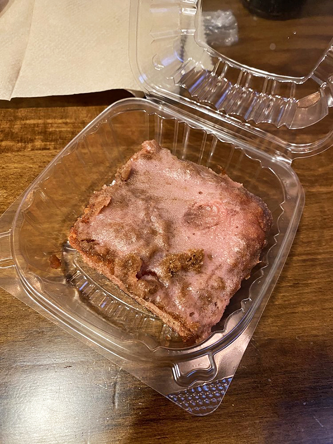 This dessert doesn't just satisfy your sweet tooth; it creates a whole new dental plan. Pink-tinged perfection in portable form.