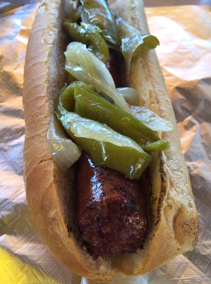 Even the humble hot dog gets the barbecue treatment here. Those grilled peppers and onions aren't just toppings&mdash;they're a flavor entourage.