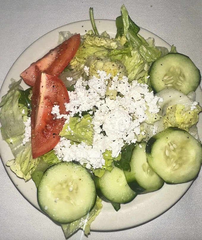 A Greek salad that respects the classics&mdash;crisp, fresh, and adorned with feta that tastes like it was shipped directly from Athens this morning.