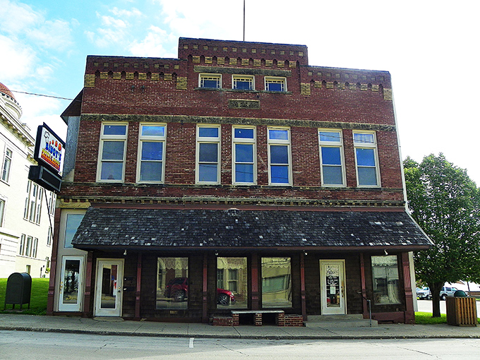 The I.O.O.F. Building stands as a brick testament to when fraternal organizations were the original social networks, no Wi-Fi required.