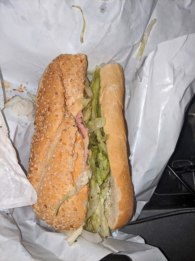 Two worlds collide in this Italian hoagie &ndash; the sesame-seeded roll housing layers of deli meats and crisp lettuce. A sandwich that demands respect.