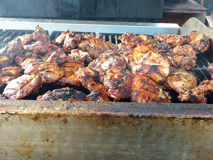 Chicken transformed by fire and spice into something transcendent. The grill marks aren't just decoration&mdash;they're flavor tattoos etched by flame.