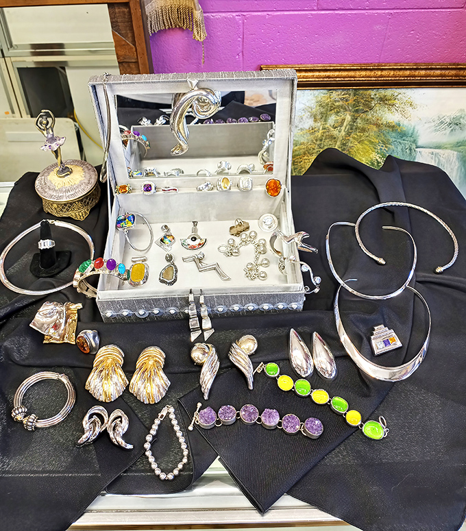 Silver statement pieces that whisper stories of elegant dinner parties past, waiting for their next chapter to begin.