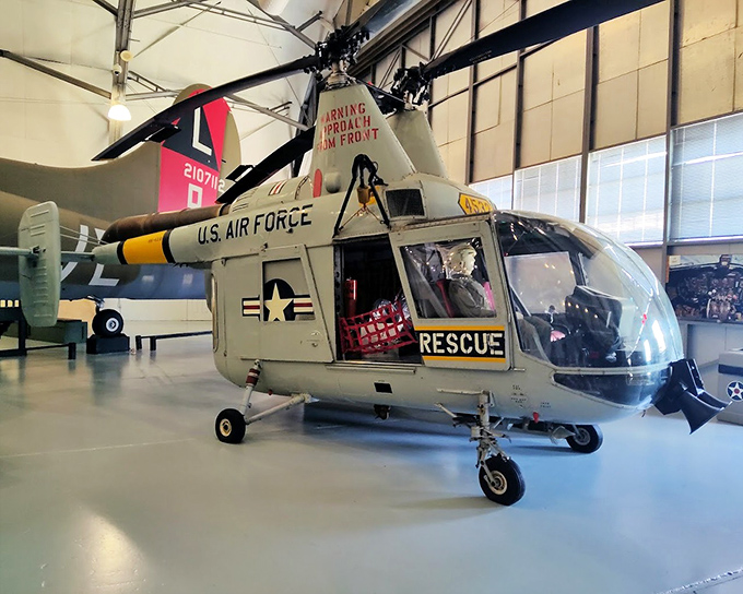 This Kaman HH-43 Huskie rescue helicopter saved countless lives before retiring to museum life. Even heroes deserve a comfortable retirement.