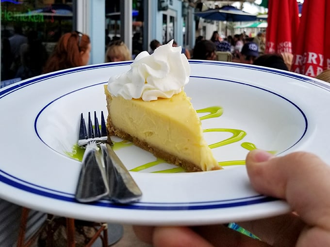 Key lime pie that strikes the perfect balance between sweet and tart. Florida sunshine captured in dessert form, topped with a cloud of whipped cream.