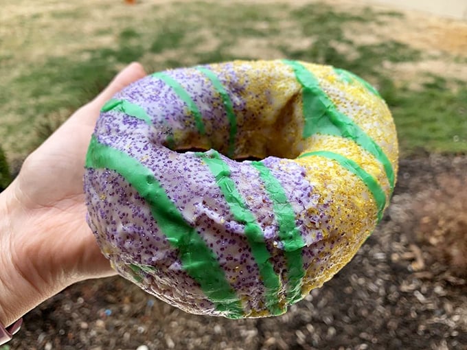 Mardi Gras in donut form&mdash;purple, green, and gold glazes transform breakfast into a celebration that would make New Orleans proud.
