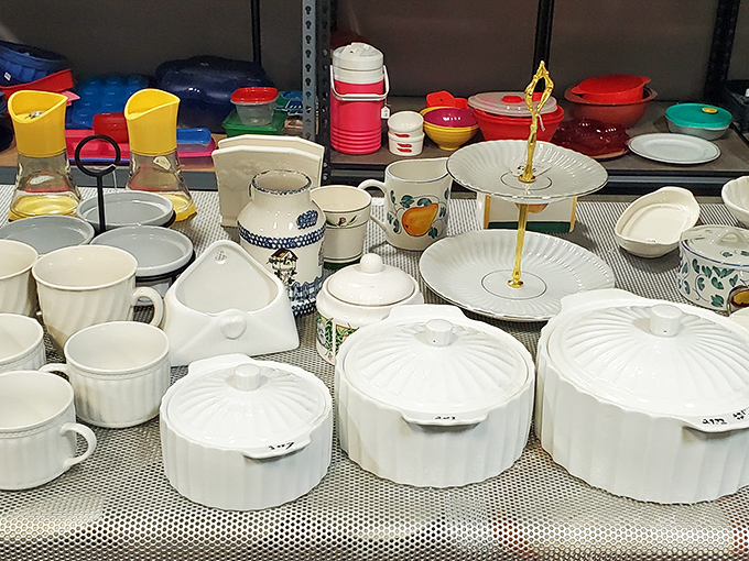 Corningware and casserole dishes that have seen more family dinners than your average restaurant. History served with a side of nostalgia.